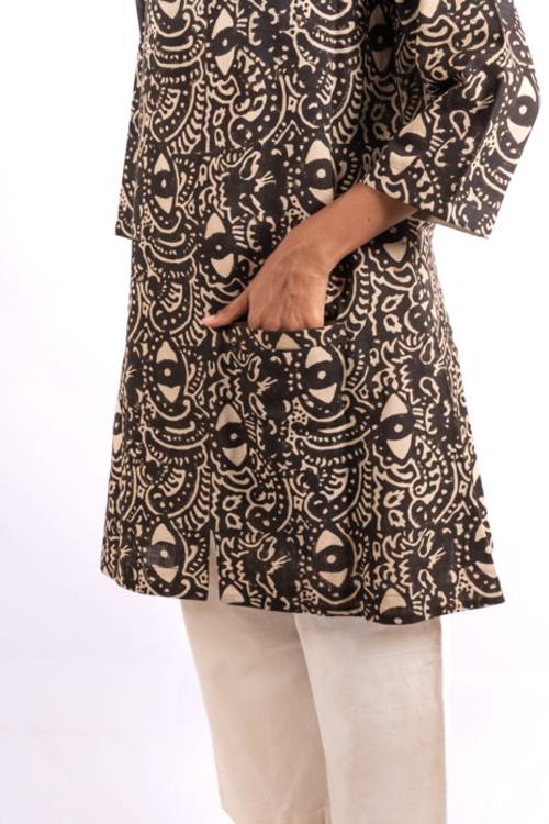 Natural Dye Block-Printed Cotton Travel Tunic