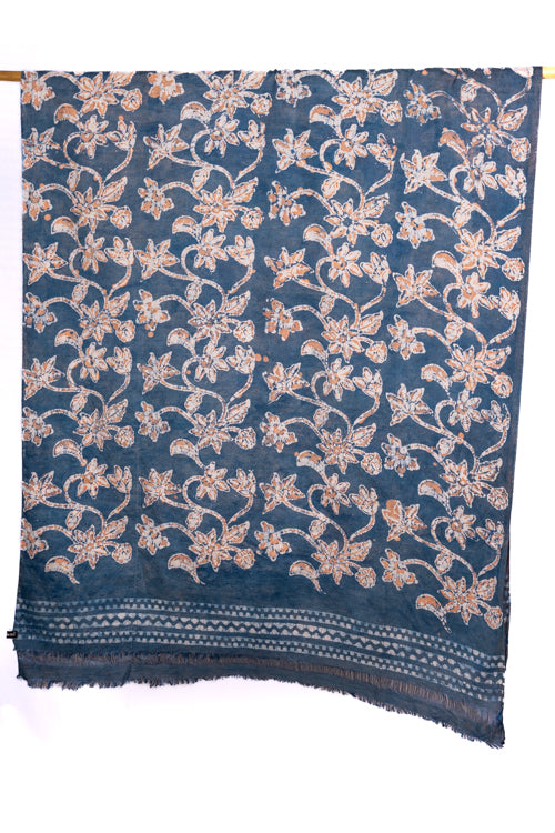 Natural Dye, Hand-Painted Batik Cotton-Silk Stole